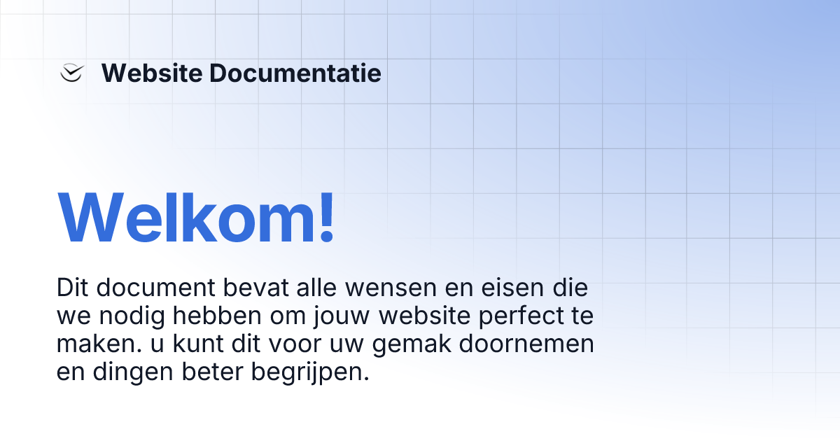 Welkom! | Website Documentatie